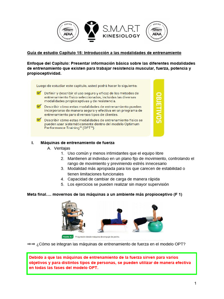 NASM CPT Guía de Trabajo Semana #7 Cap 15 | PDF | Entrenamiento de fuerza