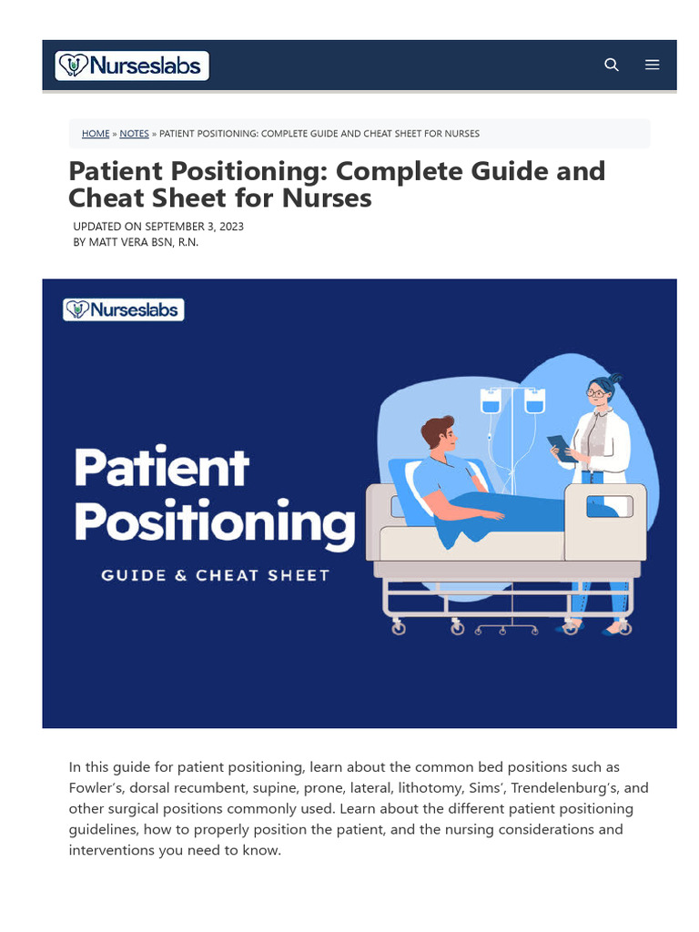 Nurseslabs Com Patient Positioning | PDF | Respiratory Diseases ...