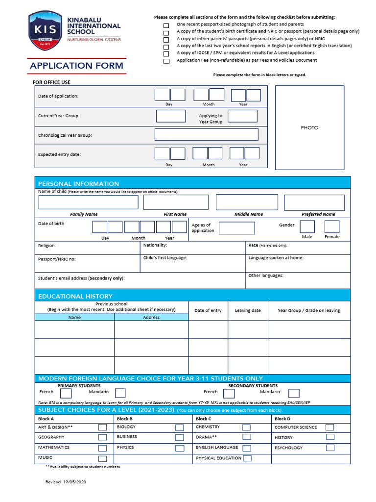 KIS Application Form 230518 | PDF