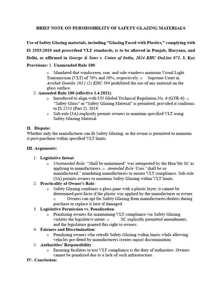 BRIEF NOTE | PDF | Regulatory Compliance | Vehicles