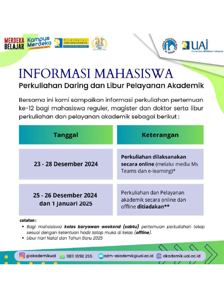 Info Libur Nataru Dari Akademik | PDF