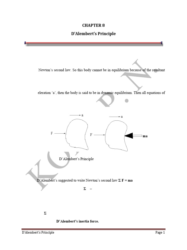 D'Alembert's Principle Explained | PDF | Force | Tension (Physics)