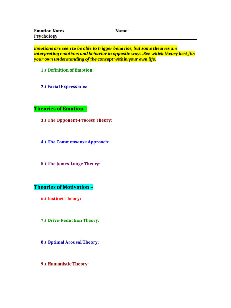 01 Emotion Notes | PDF