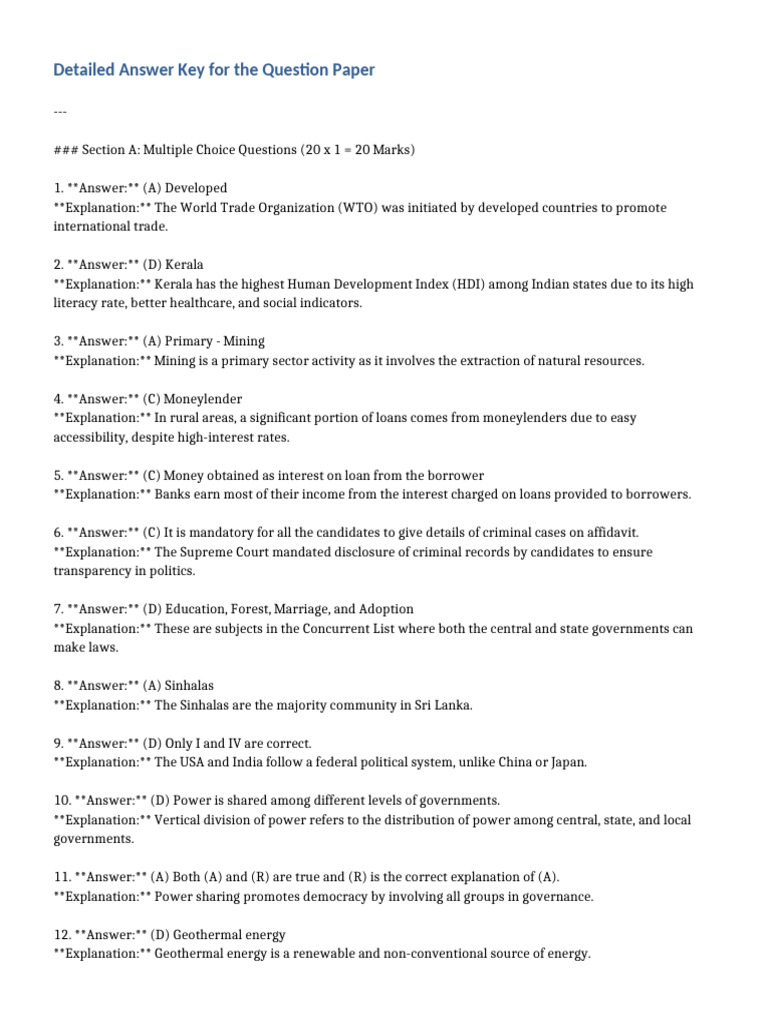 Comprehensive Answer Key for Exam | PDF | Nationalism | Loans