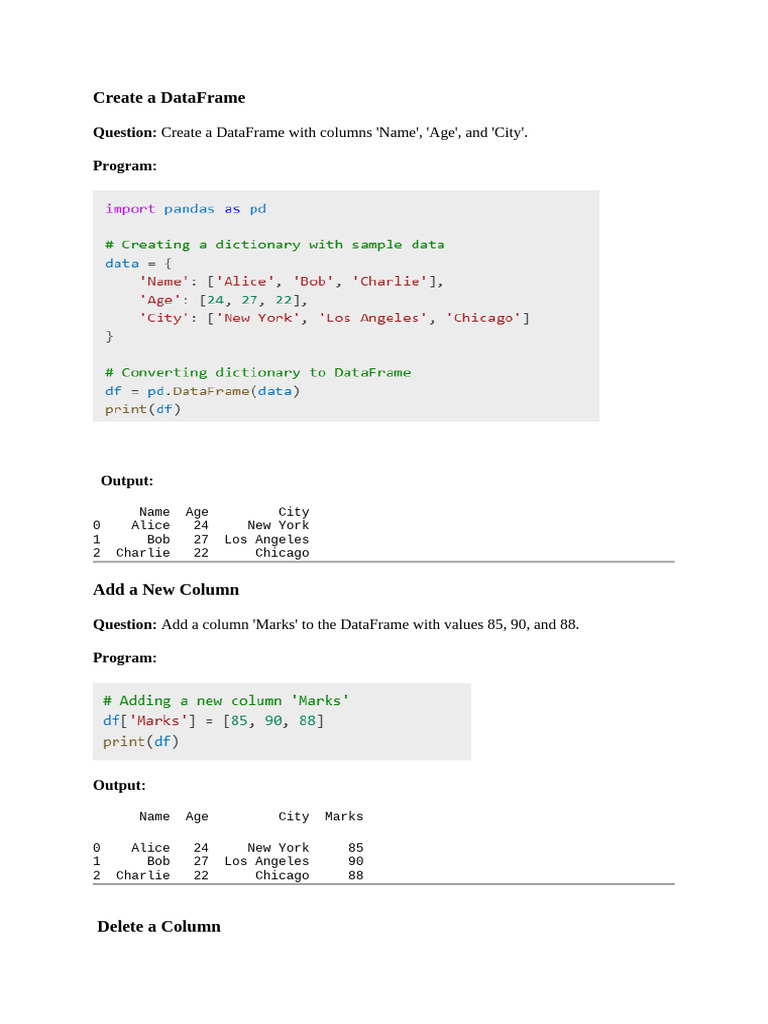 Create a DataFrame | PDF | Computer Engineering | Computer Data