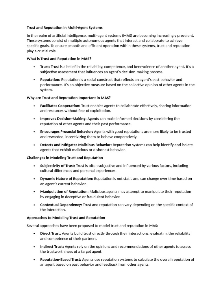 Trust and Reputation in Multi | PDF | Artificial Intelligence ...