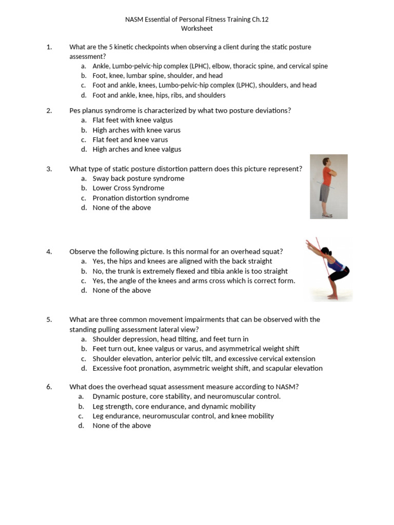 NASM CPT7 - Chapter - 12 - Worksheet - Final | PDF | Foot | Anatomical Terms Of Motion