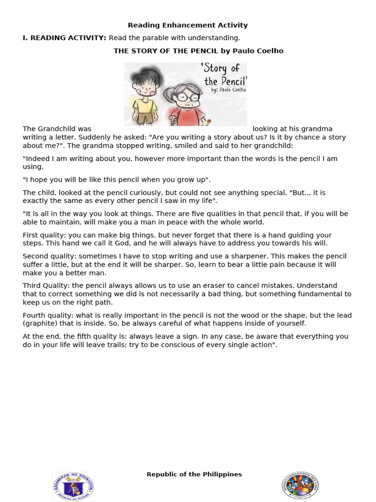 Reading Enhancement Activity | PDF | Pencil