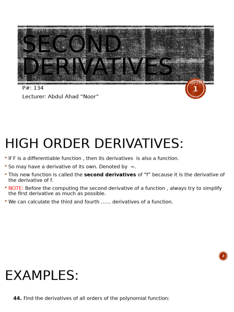 Second Derivatives Pdf Derivative Function Mathematics