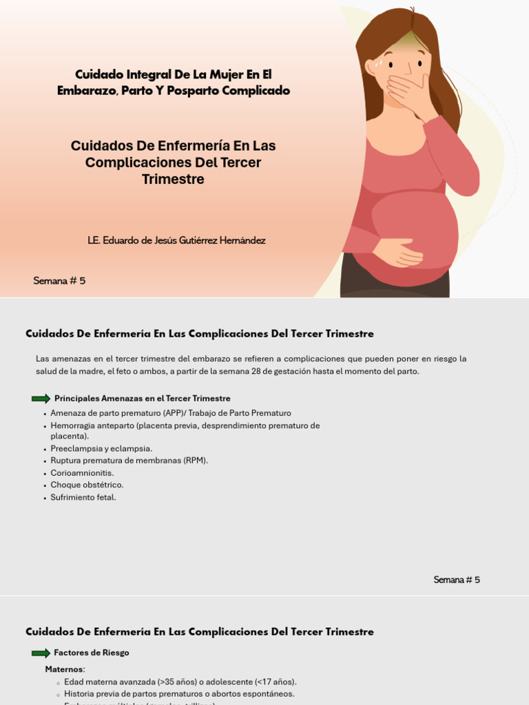 Cuidados de Enfermer-A en Las Complicaciones Del Tercer | PDF | Parto prematuro | El embarazo