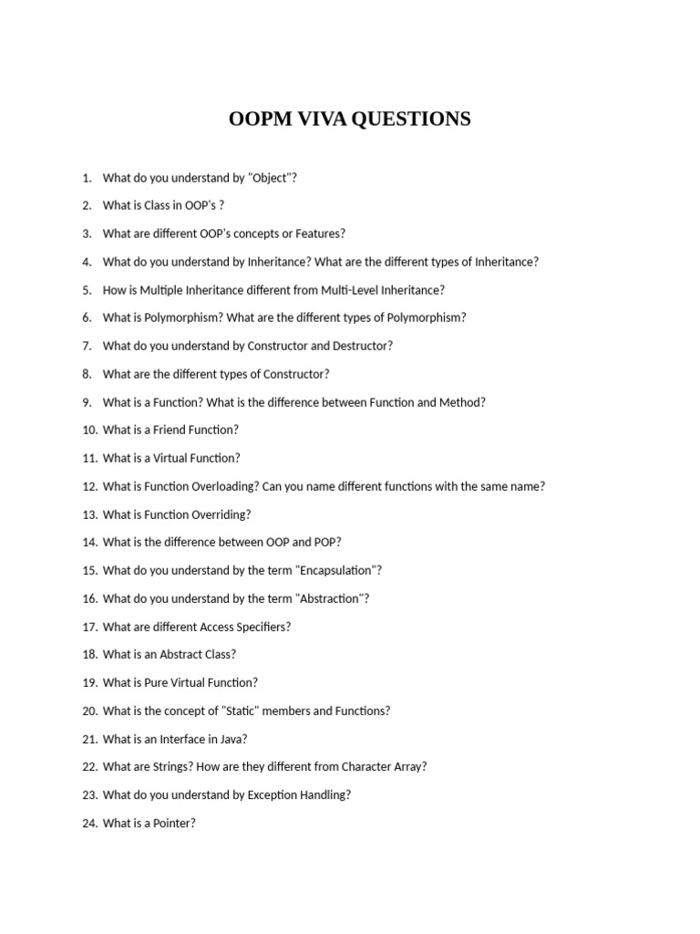 Oopm Viva Questions | PDF