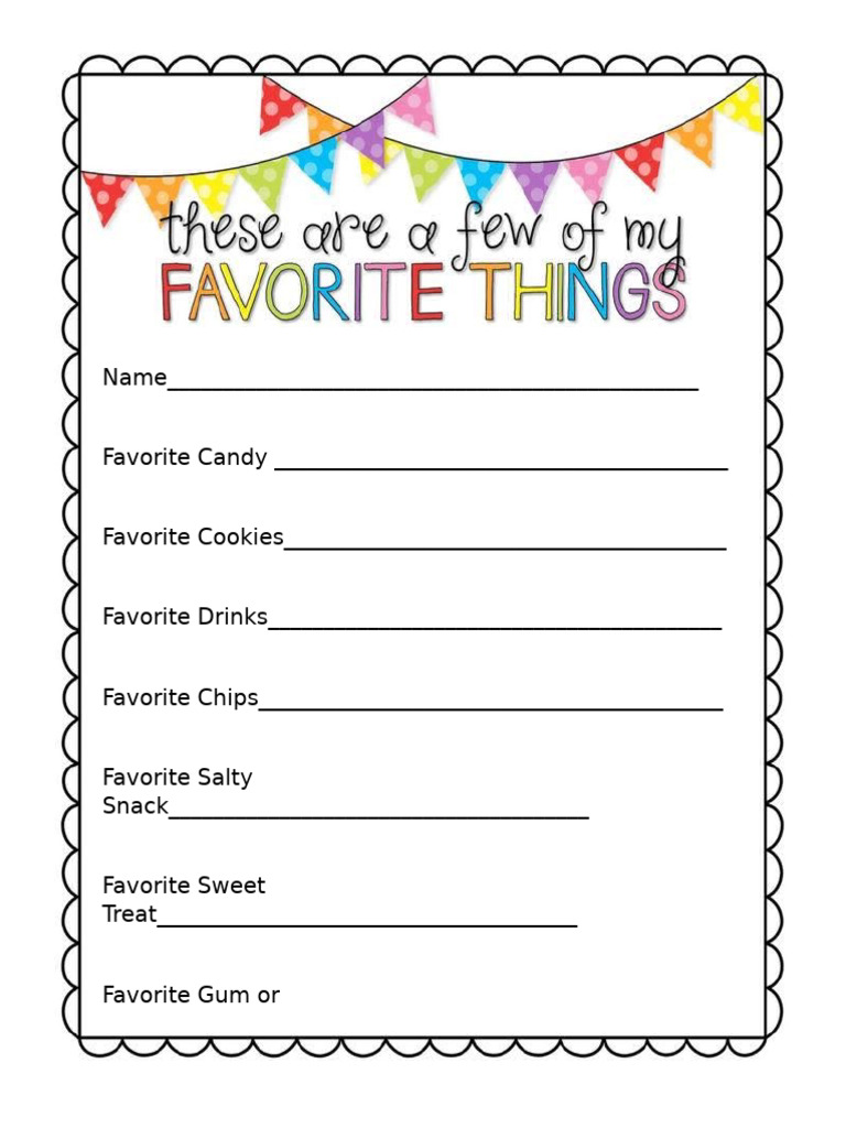 Favorite Snacks and Treats Survey | PDF