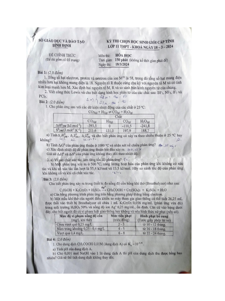 2023-2024 HSG 11 Bình Định File Ảnh Đề | PDF