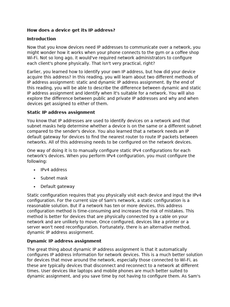 How Does A Device Get Its IP Address | PDF | Ip Address | Computer Network