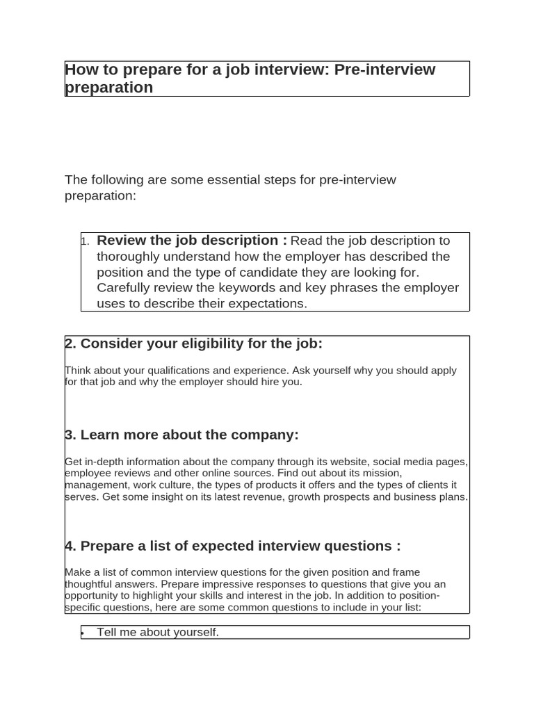 Job Interview Preparation Guide | PDF | Résumé | Nonverbal Communication