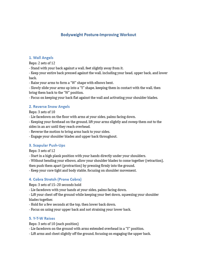 Posture Improving Bodyweight Workout | PDF