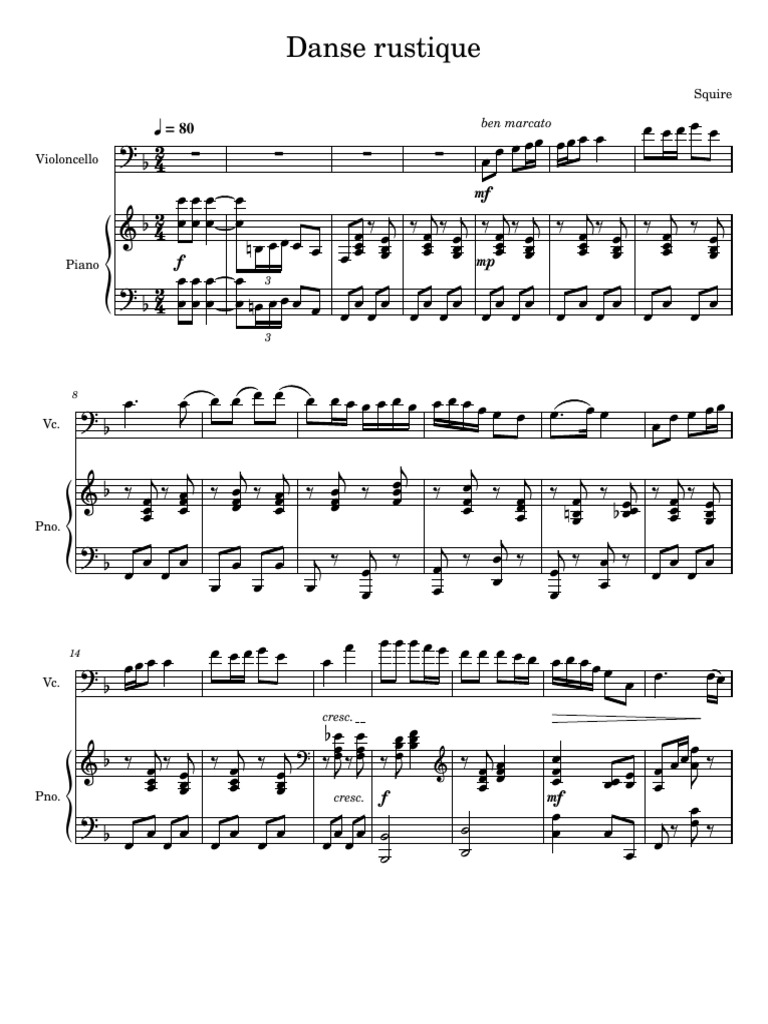 Squire: Danse Rustique for Piano and Cello | PDF