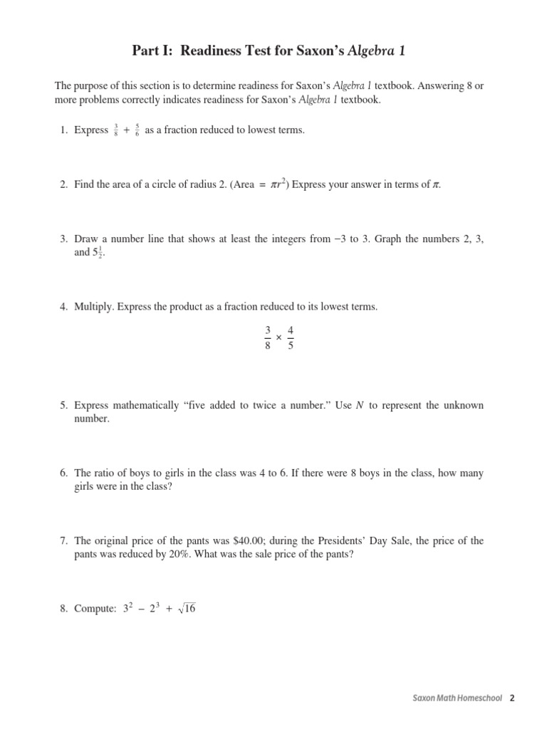 Readiness For Algebra 1 | PDF | Numbers | Elementary Mathematics
