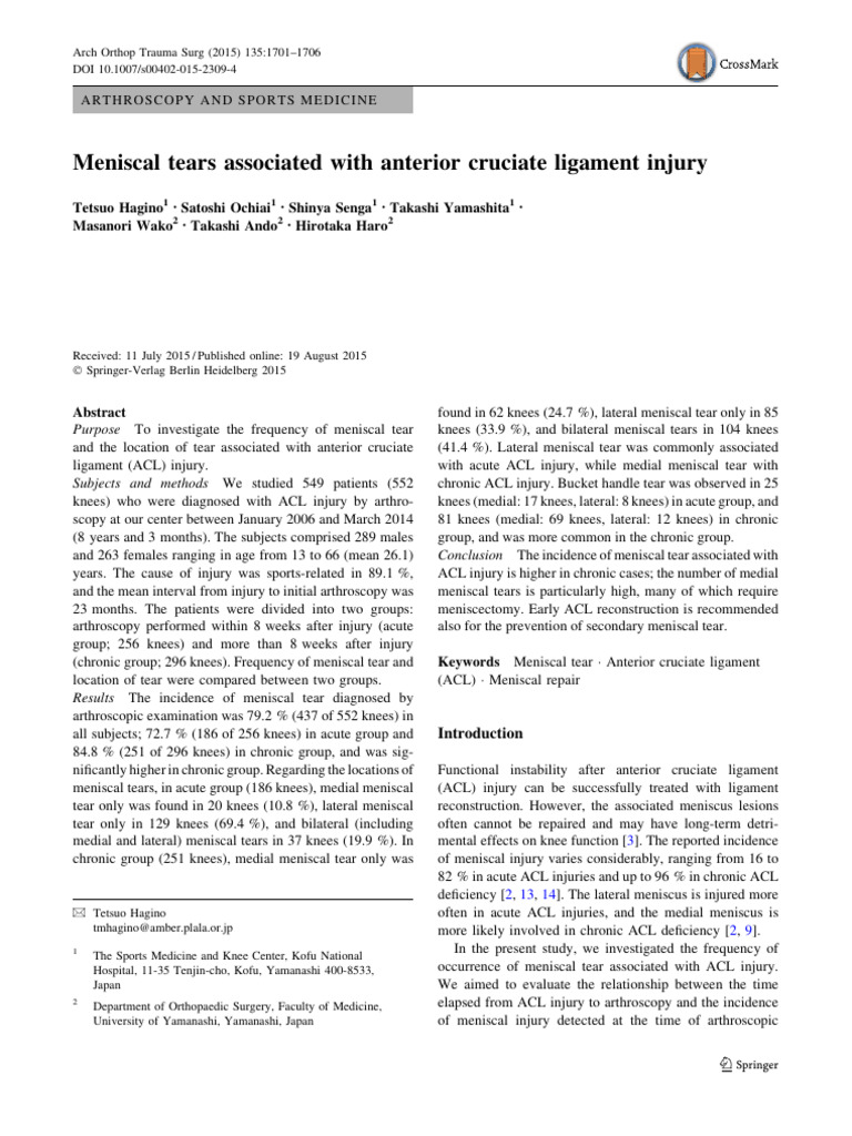 LCA E MENISCO | PDF | Knee | Joints