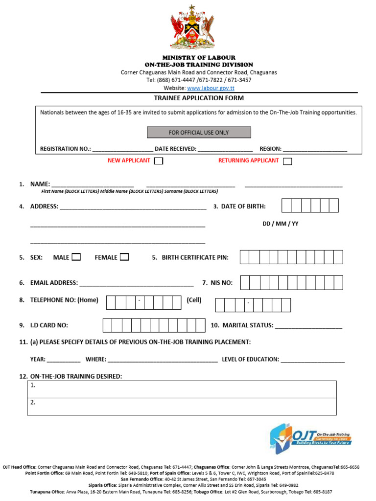 New Trainee Registration Form Final - October 2020 | PDF