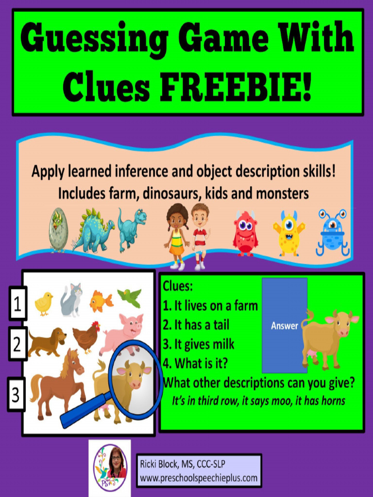 GuessingGamewithCluesFREEBIE 1 | PDF