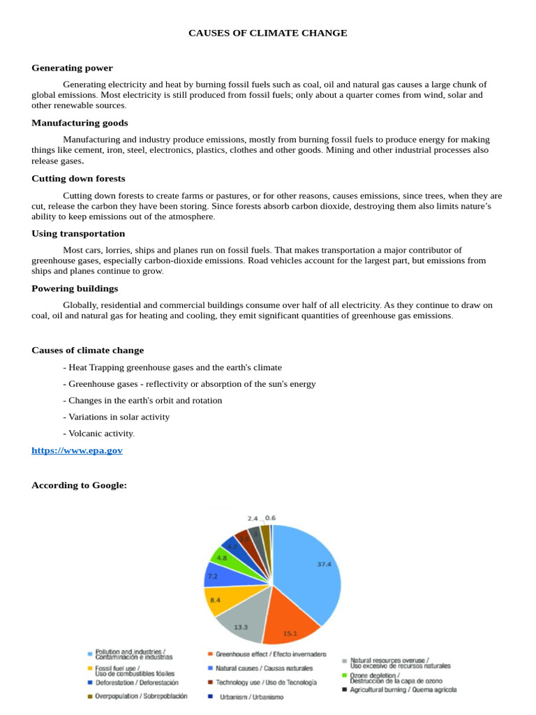 Causes of Climate Change | PDF