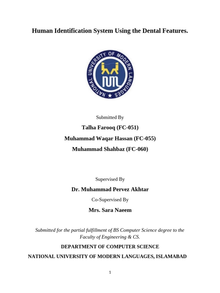 Human Identification System Using The Dental Features | PDF | Identity Document | Biometrics