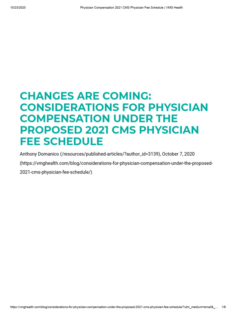 Physician Compensation 2021 CMS Physician Fee Schedule _ VMG Health 2 ...
