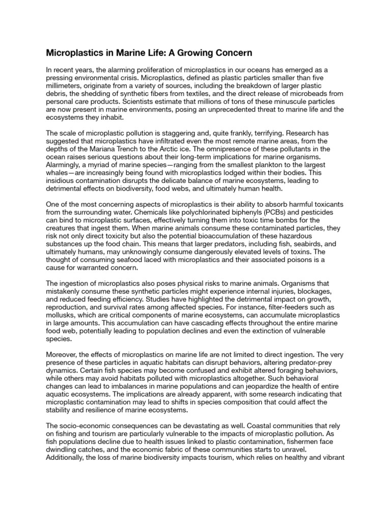 Microplastics in Marine Life | PDF | Polychlorinated Biphenyl ...