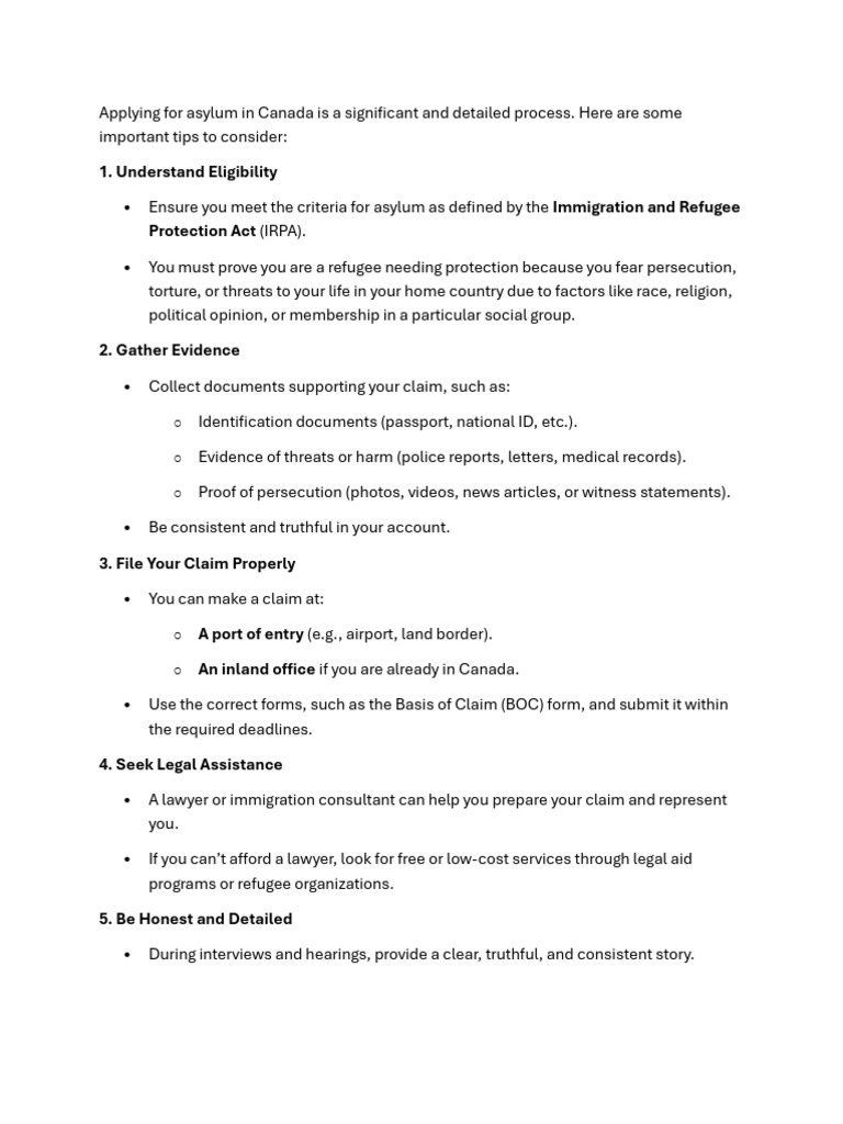 Canada Asylum Application Guide | PDF | Refugee | Asylum Seeker