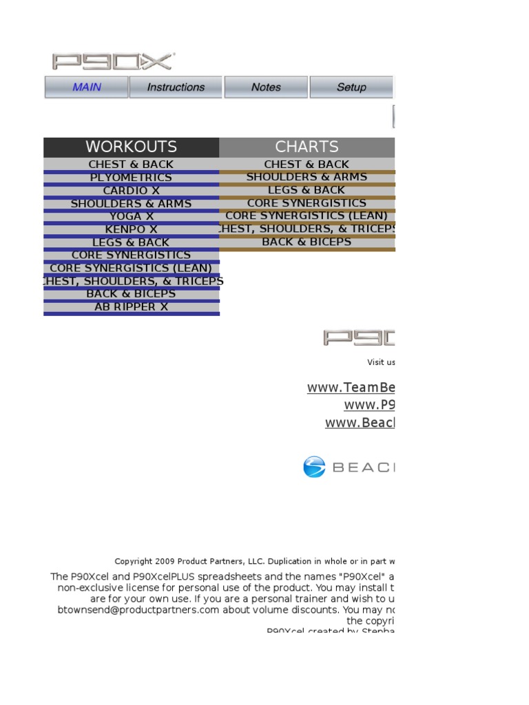 p90x Excel | PDF | Body Mass Index | Heart Rate