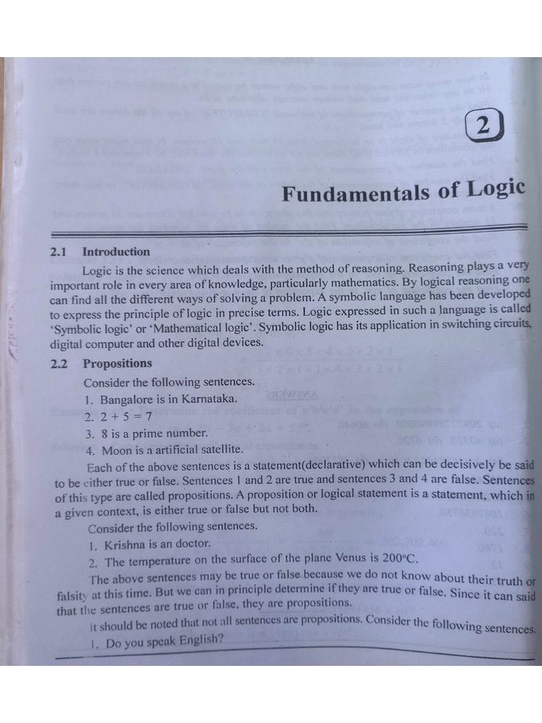 Fundamental of Logic | PDF