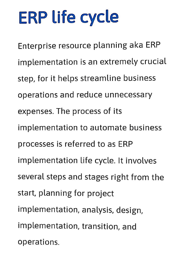ERP Implementation Life Cycle | PDF