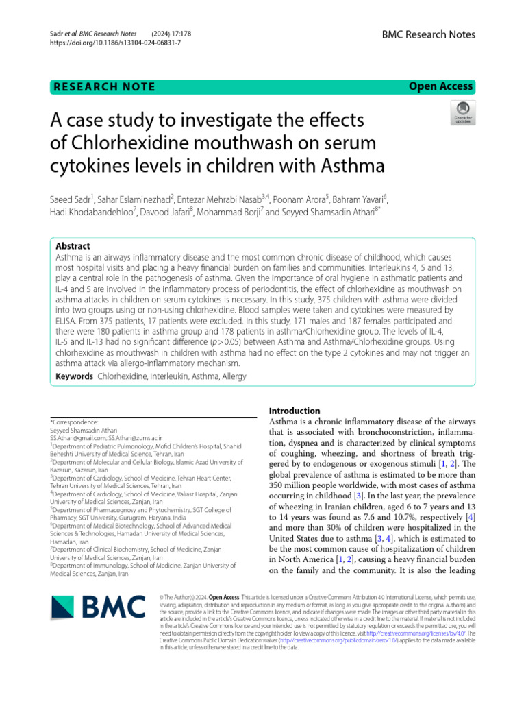 A Case Study To Investigate The Effects of Chlorhexidine Mouthwash On ...