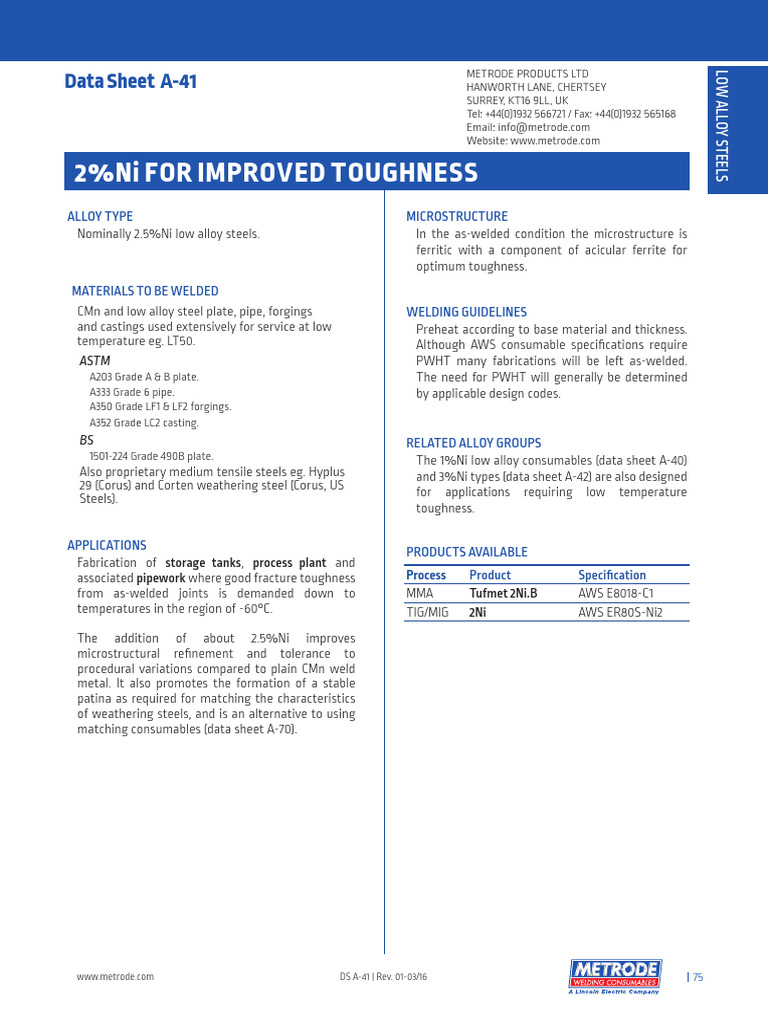 2%ni FOR IMPROVED TOUGHNESS | PDF | Steel | Welding