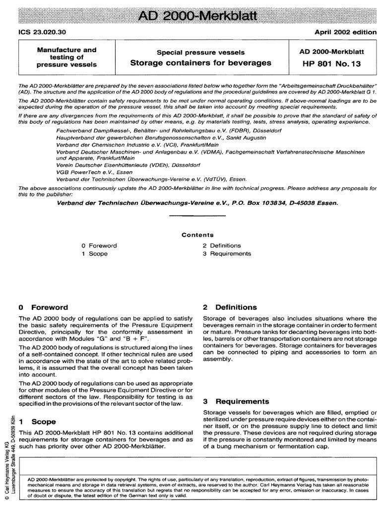 AD 2000-Merkblatt HP 801 Nr. 13-2002 | PDF | Accuracy And Precision