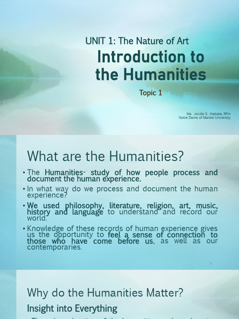 1 1+Intro+to+Humanities+edit | PDF | Humanities | Experience