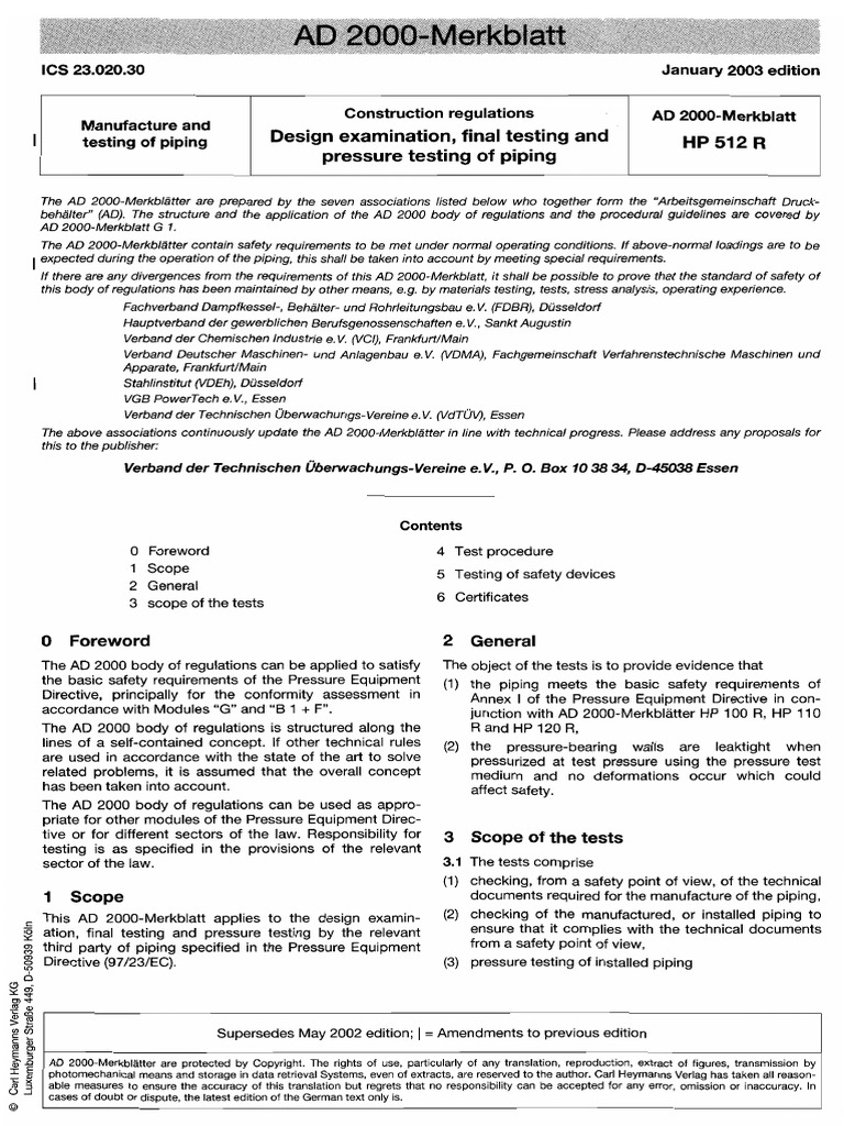 AD 2000-Merkblatt HP 512 R-2003 | PDF