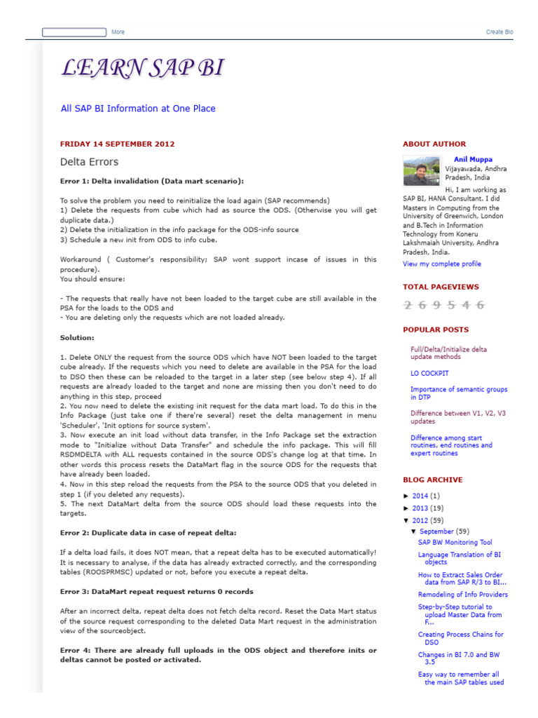 LEARN SAP BI - Delta Errors | PDF | Information Technology | Data