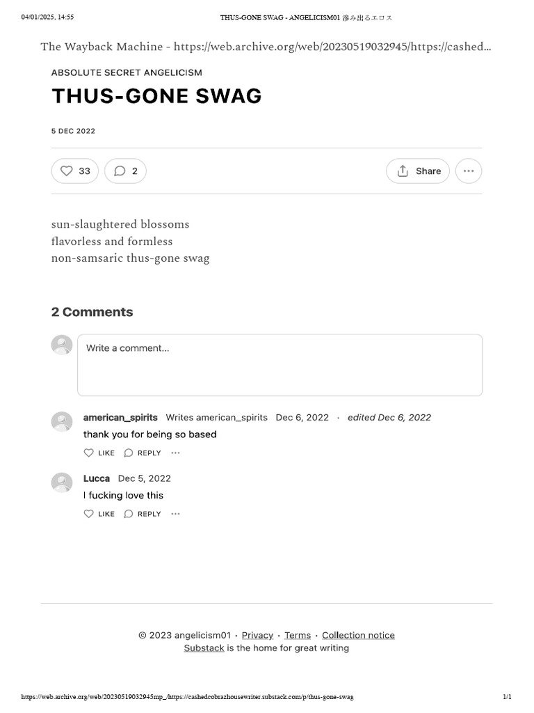 THUS-GONE SWAG - ANGELICISM01 滲み出るエロス | PDF