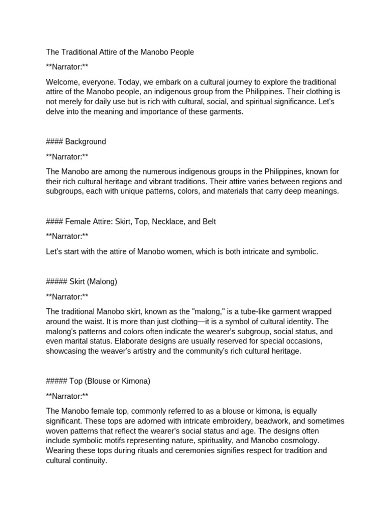 The Traditional Attire of The Manobo People | PDF | Clothing | Necklace