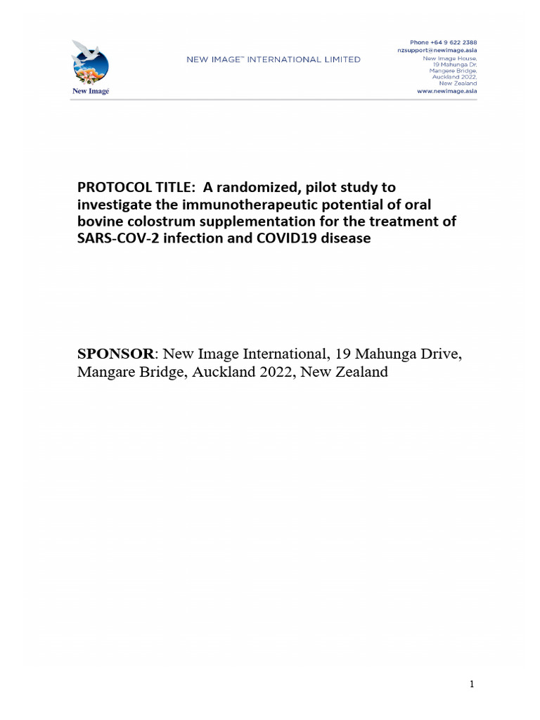 Viranox - Clinical Trial - Synopsis 2021 | PDF | Inflammation ...