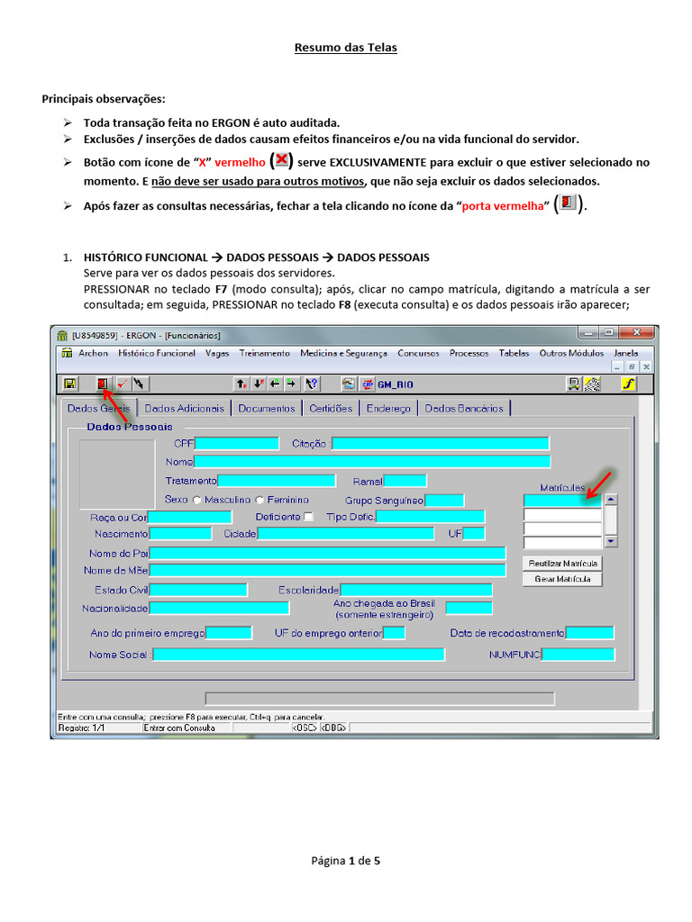 Guia de Uso do Sistema ERGON | PDF | Teclado de computador | Informática