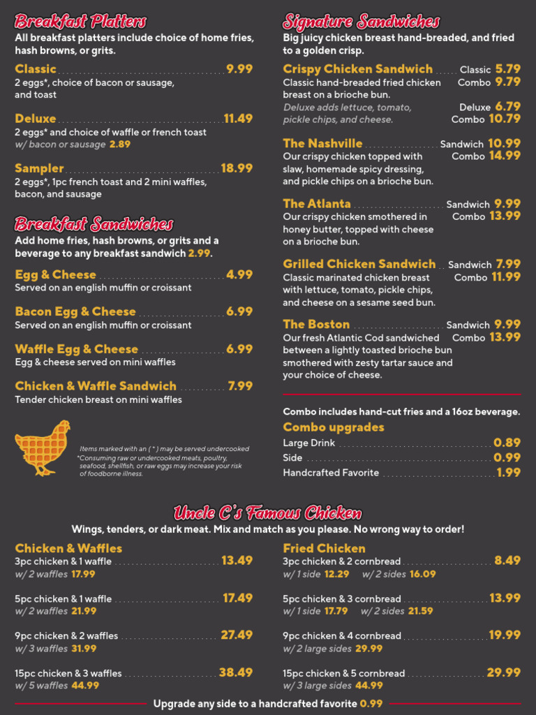 Uncle C's Menu | PDF | Waffle | French Fries