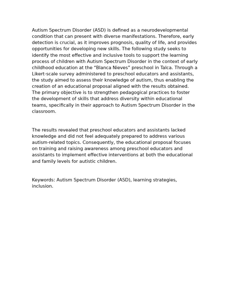 Autism Spectrum Disorder | PDF