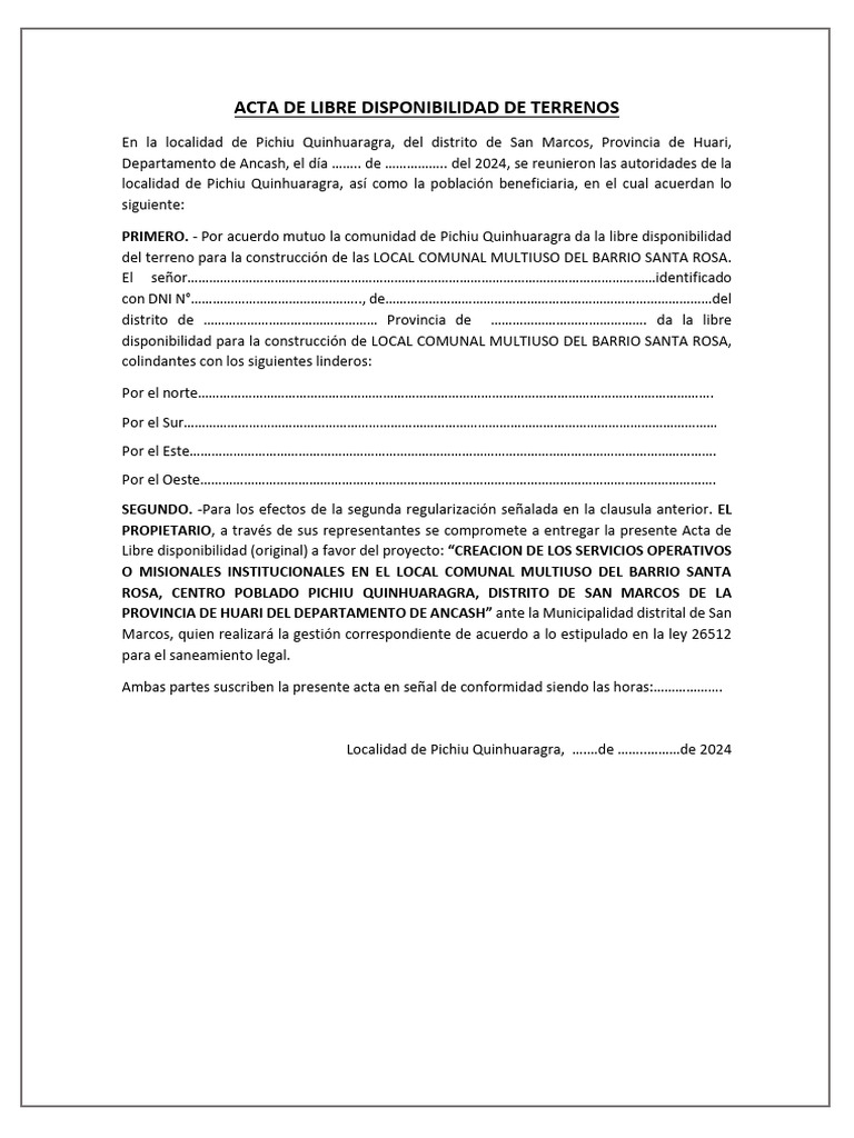 ACTA de libre dispon FINAL | PDF
