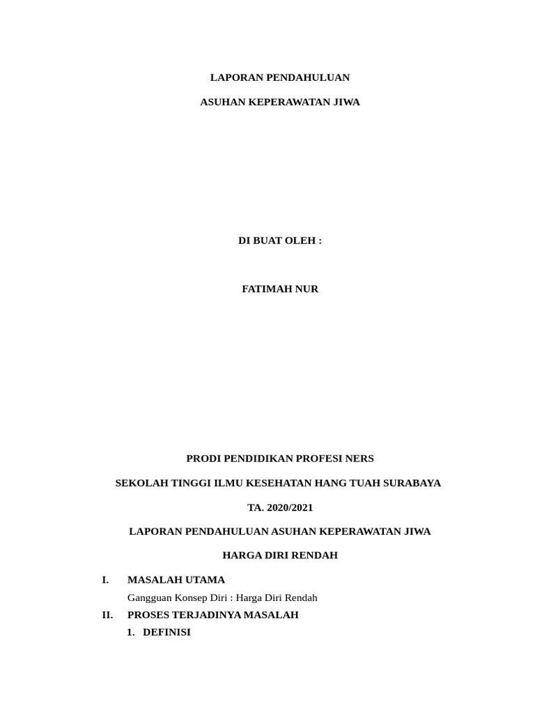 LP Harga Diri Rendah | PDF