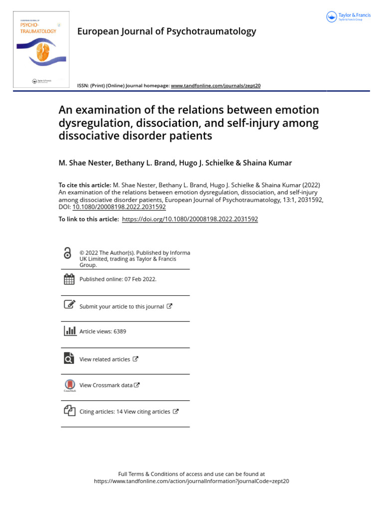 An examination of the relations between emotion dysregulation ...