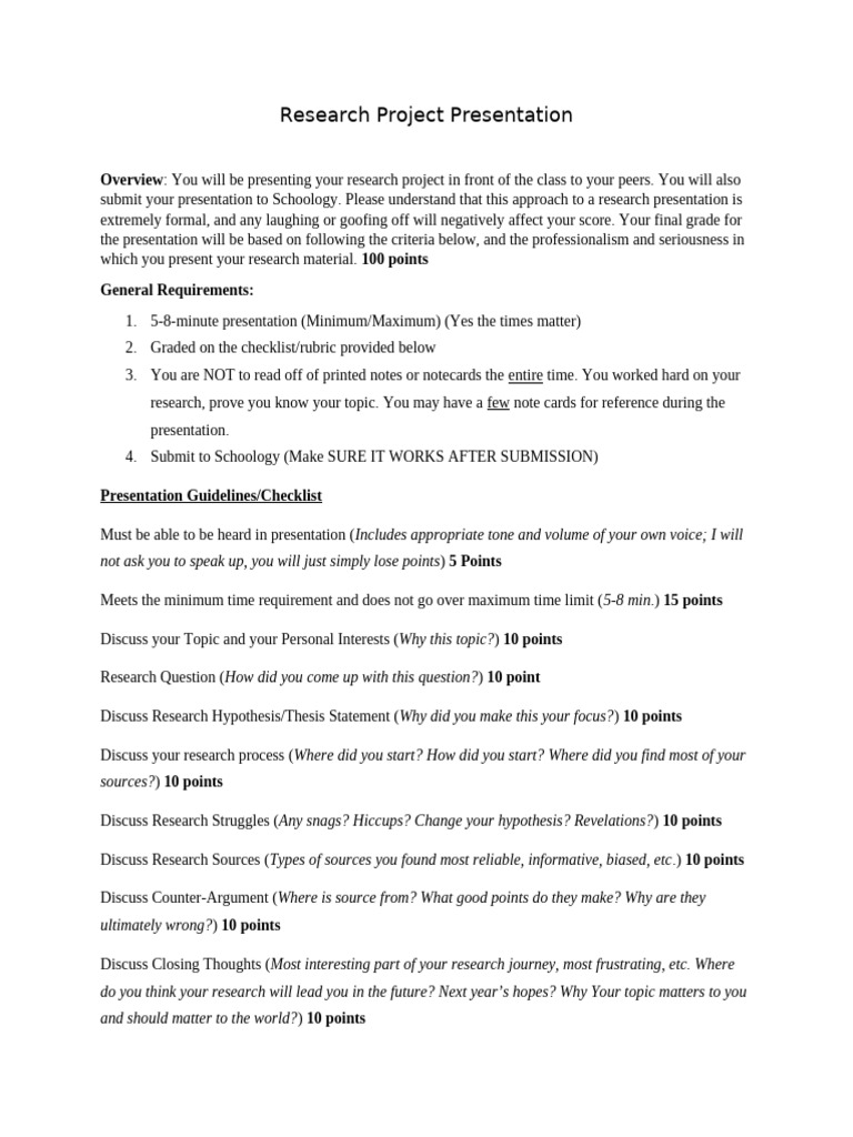 Research Project Presentation Guidelines | PDF