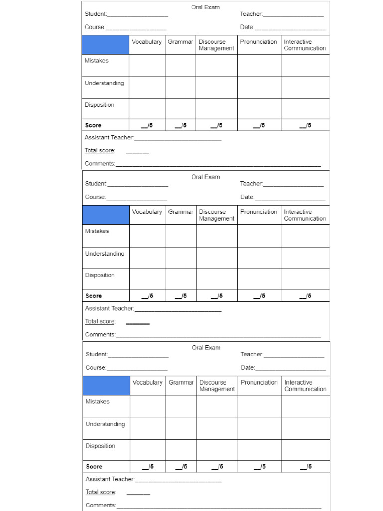 Speaking Assessment Rubric | PDF